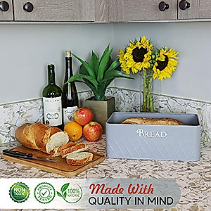 Baking & Beyond Bread Box with Bamboo Cutting Board Lid,13"x7.5"x5" Space-Saving Bread Box for Kitchen Countertop, Bread Storage Container Holder, Bread Keeper Bin - Fresh Loaves