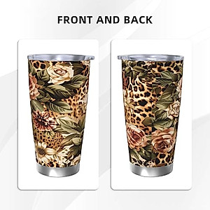 AYCZN Rose Giraffe Print 20 OZ Tumbler Stainless Steel Travel Coffee Mug, Giraffe Skin Insulated Water Bottle with Lid and Straws Leakproof Thermal Cup