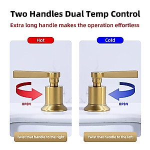 TRUSTMI 2 Handle 8 Inch Widespread Bathroom Faucet Brass Lavatory Vanity Sink Faucet with Metal Overflow Pop Up Drain and cUPC Water Supply Lines, Brushed Brass Gold