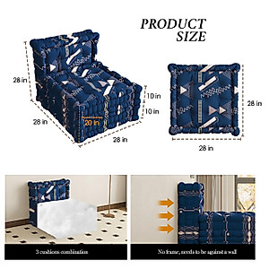 Daneey 3-in-1 Floor Sofa Convertible Chair Bed Large Floor Pillow Floor Couch for Adults Chair Bed Sleeper for Living Room Bedroom Apartment, 2 Sets, Blue Feather