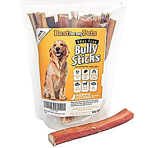 Best For My Pets Odor Free Bully Sticks, Long-Lasting Chews to Keep Puppies and Dogs Happily Busy, All-Natural Fully Digestible, 6-Inch Long, 8-Ounce Bag