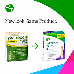 OneTouch Verio Test Strips for Diabetes Value Pack - 180 Count - for Blood Sugar Monitor - Home Self Glucose Testing - 6 Boxes, 30 Strips Per Pack
