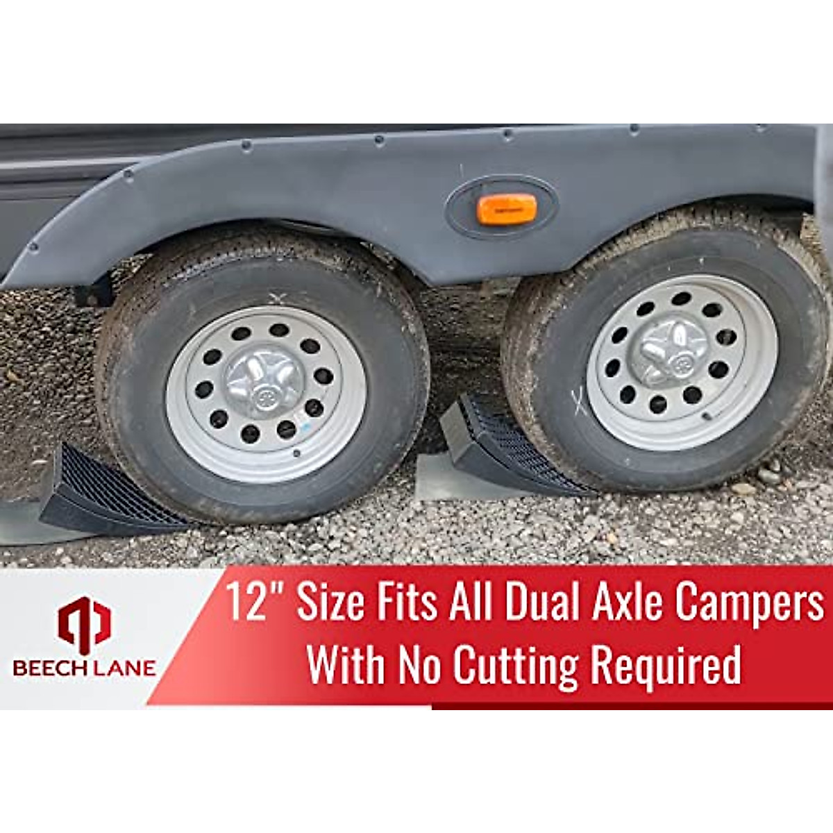 Beech Lane Stackable Camper RV Leveler, Patent Pending Stacking Feature, Fits All Dual Axle Campers Without Cutting, Reduces Steep Curve for Easier Fine Tuning (12" Length- 2 Pack with Carrying Bag)