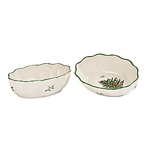 Spode Christmas Tree Fluted Oval Dish, Set of 2