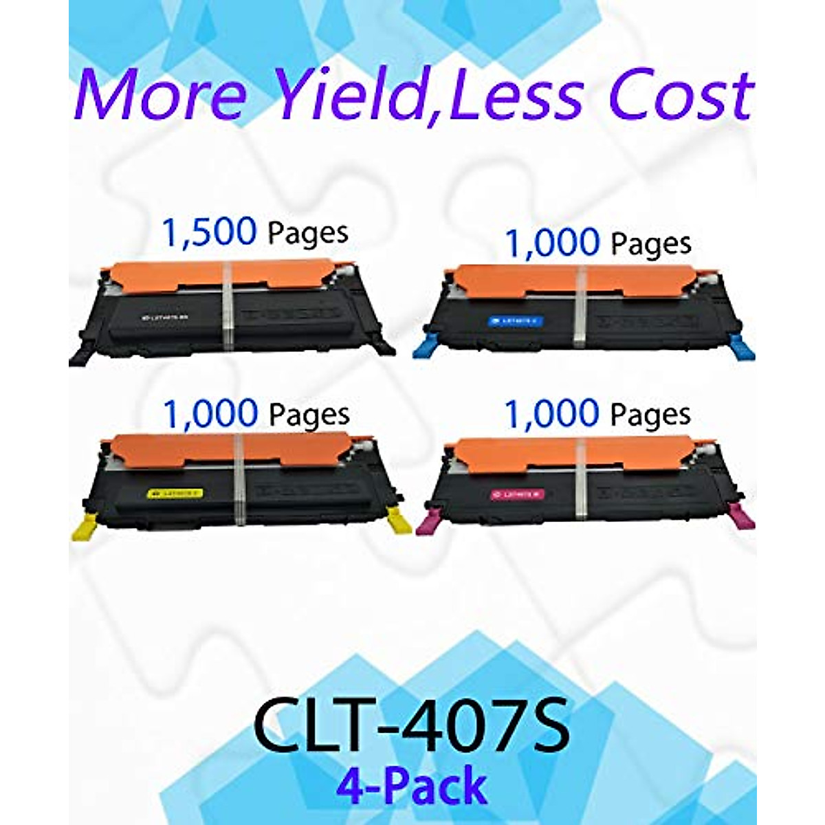 EASYPRINT (1xSET, BCMY) Compatible 407S Toner Cartridge Replacement for CLT-407S Used for Samsung CLP-325 CLP-320 CLX-3285 CLX-3185 Printers