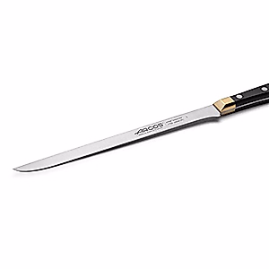 ARCOS Carving Knife 10 Inch Stainless Steel. Ham Slicer Knife for Cutting Ham and Meat. Ergonomic Polyoxymethylene Handle and 250mm Blade. Series Regia. Color Black/Gold