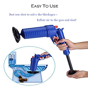 Thinvik Power Toilet Plunger Set Drain Clog Remover Tool Drain Snake Tub Drain Cleaner Opener Air Drain Blaster Gun Bellows Plunger for Sink Bath Toilets Bathroom Shower Kitchen Clogged Pipe Bathtub