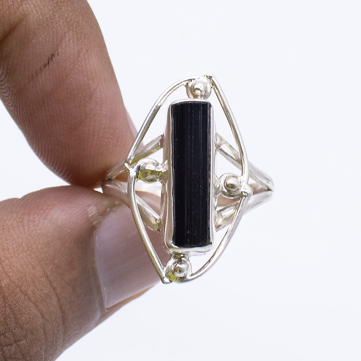 Natural Herkimer & Moldavite Gemstone Ring, 925 Sterling Silver Ring, Raw Moldavite Ring, Handmade Ring, Birthstone Ring, Statement Ring, Gift for Mom, Rough Gemstone Ring, Bridal Ring (6)