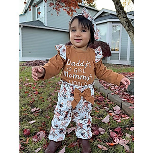 Kislio Baby Girl Clothes Daddys Girl Mommys World Outfit Ruffle Romper Pants Set Newborn Girl Clothes Set