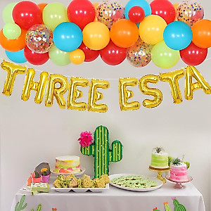 Fangleland Mexican Fiesta 3rd Birthday Decorations Three Esta Balloon Garland Kit for Taco 3rd Birthday Cinco De Mayo Cactus Theme Party Supplies