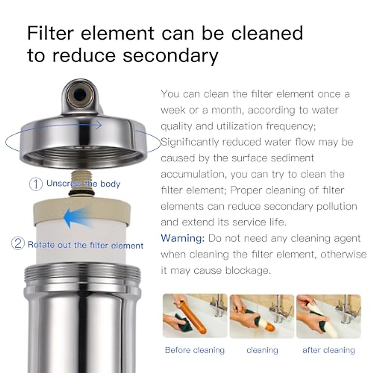 FACHIOO Stainless Steel Under Sink Water Filter with Ceramics Purification Filter, Under Sink Water Filtration System, NSF/ANSI 42 Certified, Reduces PFAS, PFOA/PFOS, Lead, Chlorine, Bad Taste & Odor