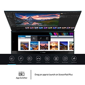 ASUS ZenBook Pro Duo UX581 15.6” 4K UHD NanoEdge Bezel Touch, Intel Core i9-9980HK, 32GB RAM, 1TB PCIe SSD, GeForce RTX 2060, Innovative ScreenPad Plus, Windows 10 Pro - UX581GV-XB94T, Celestial Blue