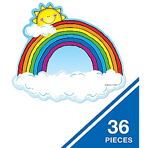 Carson Dellosa Rainbow Cutouts, 36 Sunny Rainbow Cutouts for Bulletin Board, Spring Décor & Classroom Décor, St Patricks Day Classroom Cut-outs, Cutouts for Classroom Spring Bulletin Board Decorations