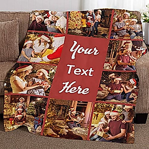 Personalized Blanket with Photo Text Custom Throw Blanket Using My Own Pictures for Christmas Family Mom Dad Dog Sisters Friends Besties Grandma Wife 10 Photo