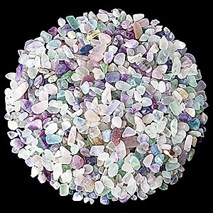 XIANNVXI Aquarium Gravel Rocks Fluorite Tumbled Chips Stone Crystals Pebbles Succulent Fish Tank Decorative Stones Natural Healing Crystals Bulk 0.87 lbs