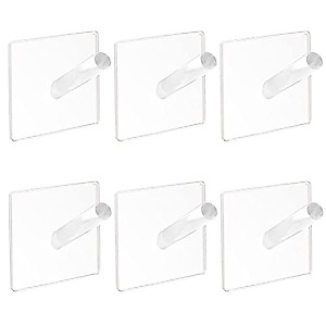 Watpot Acrylic Hat Hooks for Wall, Clear Adhesive Hooks for Hanging Towel Coat Bag, 6 Pack