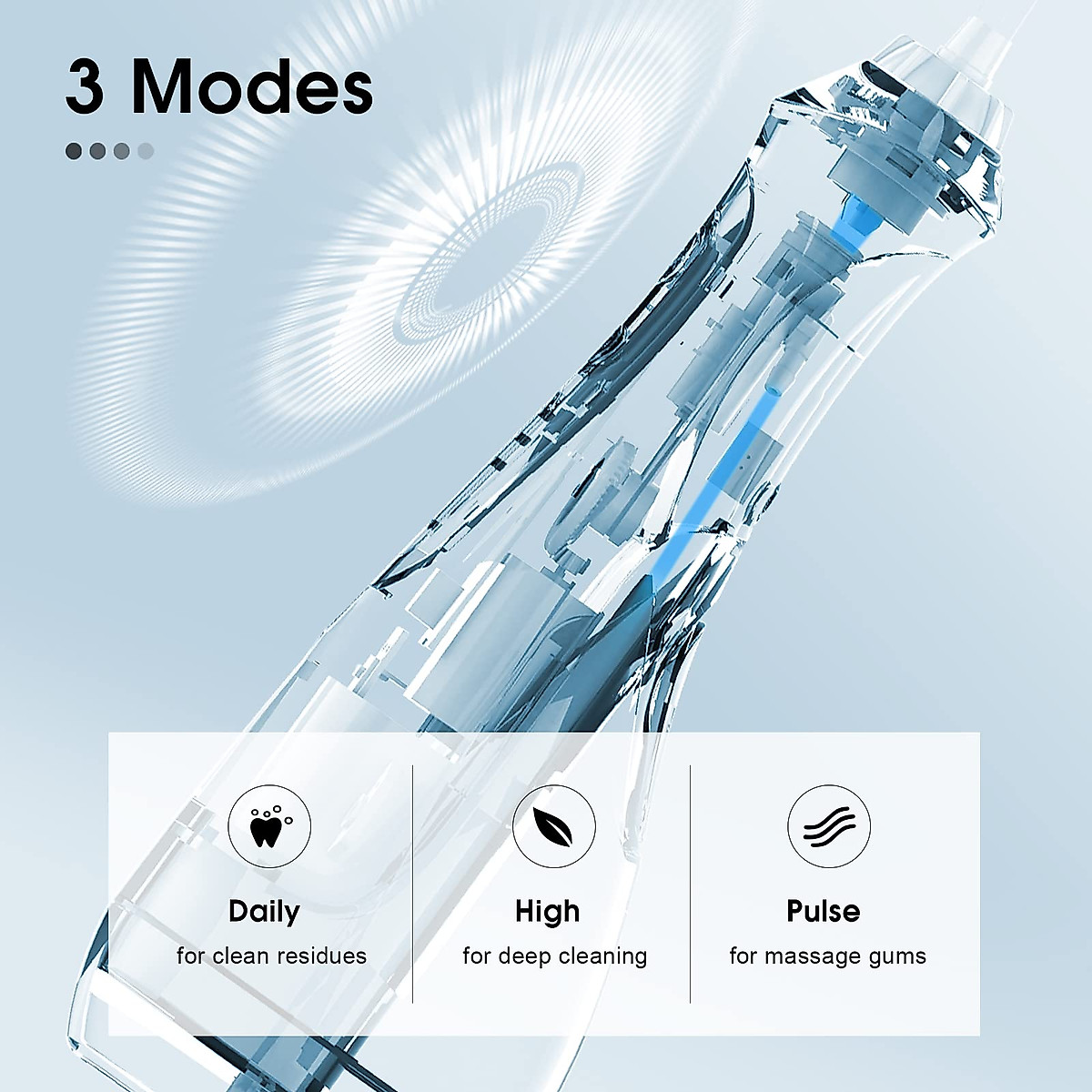 Beantech SEAGO 200 Milliliter Rechargeable Black Cordless Portable Water Flosser Dental Oral Irrigator for Teeth, 5 Jet Tips, IPX7 Waterproof, Powerful Battery Life, for Home and Travel, (SG-833BLK)