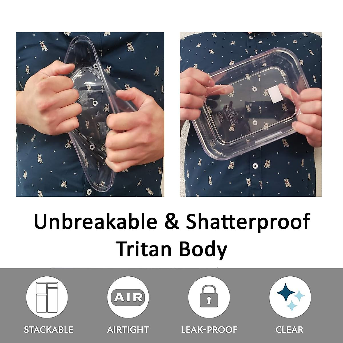 Lustroware (Set of 5) Micro Clear Stackable Storage Food Containers with Lid, Crystal Clear Nestable Kitchen Meal Prep Canister, Dishwasher & Microwave Safe, Made in Japan