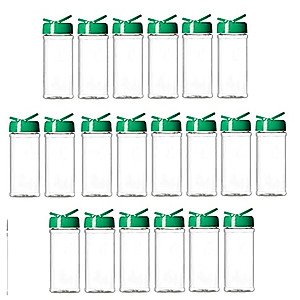 Nakpunar 20 pcs, 8 fl oz Clear Plastic Spice Jars with Black Cap and Sifter Shaker Orifice Disc PET, BPA Free, Made in USA