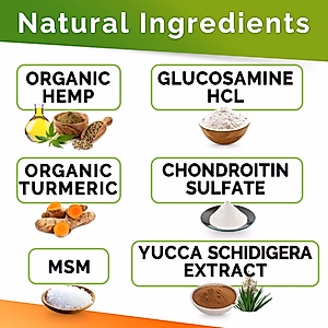GOODGROWLIES Hemp Hip & Joint Supplement for Dogs - Made in USA - Glucosamine - MSM - Turmeric - Hemp Seed Oil Infused Treats - Natural Joint Pain Relief & Mobility - 120 Soft Chews
