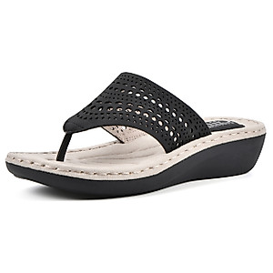 CLIFFS BY WHITE MOUNTAIN Women's Compact Sandal, Black/Nubuck, 9 W