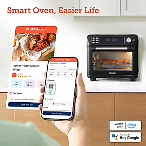 COSORI Air Fryer Toaster Oven 26.4QT, 12-in-1 Convection Ovens Countertop Combo, 6-Slice Toast, 12-inch Pizza, Basket, Tray, Recipes &3 Accessories, Wifi, CS100-AO