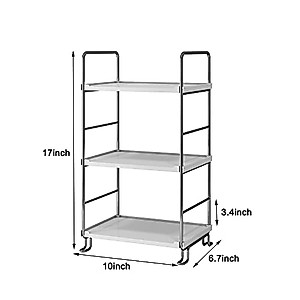 3-Tier Bathroom Countertop Storage Organizer Cosmetic Makeup Vanity Tray Kitchen Spice Rack Standing Shelf, Silver