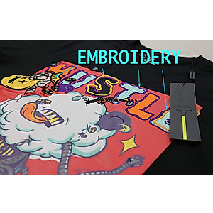 SCREENSHOTBRAND-S11024 Mens Hip-Hop Premium Hipster Tee Hustle Tongue Cartoon Character Print T-Shirt-Black-Small