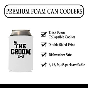 Veracco The Groom and Team Groom Can Coolie Holder Bachelor Party Wedding Favors Gift For Groom Groomsmans Proposal (White Groom, Black TG, 12)