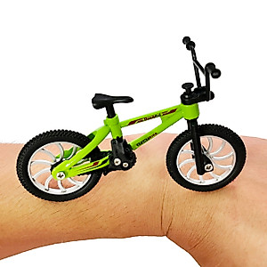 Metal Finger Bike Mountain Bike Toys Functional Kids Finger Bicycle Mini Finger BMX Set Gift for Kid (Green)