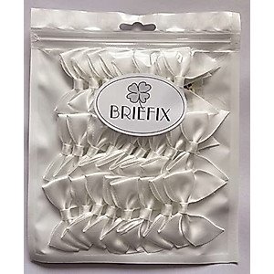 Briefix 25 Pieces Mini Satin Ribbon Bows with Removable Sticky Gel Pads (White)