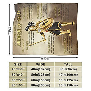 CQGWZF Armor of God Gifts Blanket Christian Gifts Throw Blanket Religous Gifts Bed Blanket Lightweight Cozy Plush Blanket for Bedroom Living Rooms Sofa Couch(60x50in)
