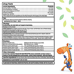 Hyland's Kids Sore Throat Relief for Children Ages 2+ Cold Medicine Natural Flavor, Grape, 4 Fl Oz