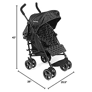 Kinderwagon Skip Baby Stroller, Lightweight Stroller, Compact Stroller, Infant car seat Compatible, Includes rain Cover and Removable Cup Holder (Black)