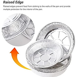 LUCKMETA 9'' Inch Round Tin Foil Pans Disposable Aluminum Pans with Clear Lids (60 Pack), Freezer & Oven Safe - For Baking, Cooking, Storage, Roasting, & Reheating, Recyclable, Pack of 60