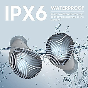 xtremtec True Wireless Stereo Earbuds Bluetooth in-Ear Headphones with Wireless Charging Case IPX6 Waterproof Bass Noise Isolation Earphones with Mic for TV Laptop iPhone Android Sport (Glacier Grey)