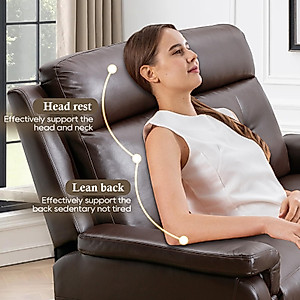 PALLOME Loveseat Recliner, PU Leather Reclining Sofa, 54'' Double Recliner Loveseat with Heat and Massage, RV Theater Seating, Manual Recliner Chair for Living Room (Brown)