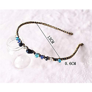 ShungFun 7 Pieces Women Fashion Thin Beads Crystal Headbands Antislip Hair Loop Clasp Glitter Hairbands Elastics Hair Bands for Wedding Hair Accessories (Yellow,Pink,Red,Green,Purple,Black and