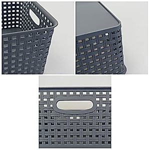 CadineUS 4-Pack Plastic Storage Baskets, Woven Storage Basket Bins