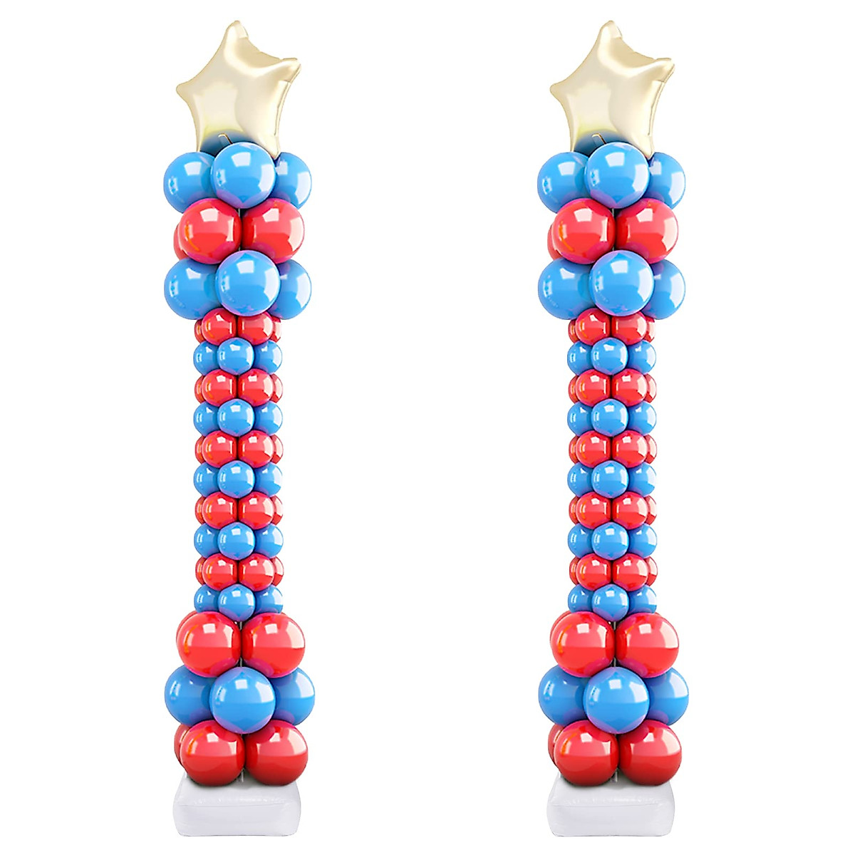 Pllieay 6.5 Feet Tall Balloon Arch Stand with Base, 2 Set 78.7 Inch Balloon Column Stand Kit with Base and Balloon Glue Point, Balloon Tower for Wedding, Birthday and Party Decoration