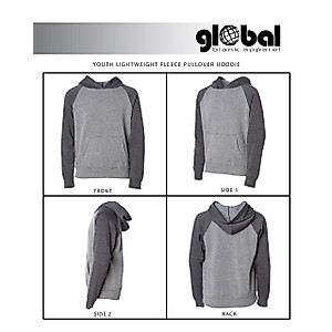 Global Blank Youth and Toddler Hoodies Super Soft Lightweight Pullover Sweatshirt Kids Hoodie for Boys and Girls,Grey,Medium