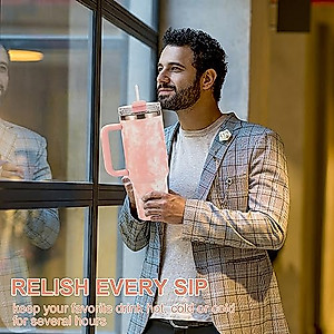 40 oz Tumbler With Handle and Lid Straw Stainless Steel Insulated Vacuum Cup Reusable Water Bottle Travel Mug Iced Coffee Cup Travel Mug for Hot and Cold Beverages simple modern 40 oz tumbler