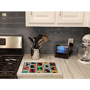 Caroline's Treasures MLM1108LCB Lots of Black Standard Poodle Glass Cutting Board Large Decorative Tempered Glass Kitchen Cutting and Serving Board Large Size Chopping Board