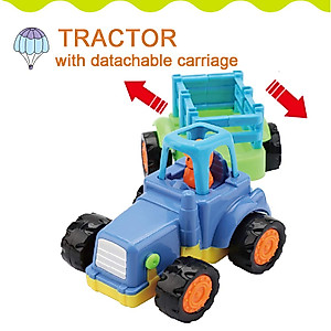 ZMZS Push and Go Cars for Kids, Friction Powered Toy Sand Play Tractor Truck Toy Baby Early Education Sets of 4,Gift for Children Boys Girls for 3+ Year Olds