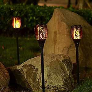 Solar Torch Light With Flickering Flame,Fire Effect Lantern,Dancing Flame,Solar Garden Light, Dust to Dawn,Outdoor Waterproof Garden Decoration, Solar Powered Stick Light ZKEE(set of 4)
