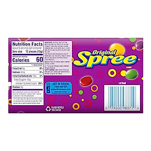 Wonka Spree Original Hard Candy, 5 Ounce Theater Candy Boxes (Pack of 12)