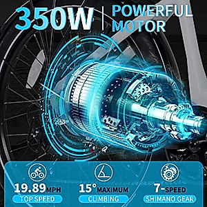 KORNORGE Electric Bike KC7, 26” Electric Bike for Adults with LCD Display, 350W Motor Ebike Up to 19.98 MPH, 36V 12.5Ah Battery, Dual Shock Absorber Electric Bicycle, White