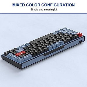 MageGee 60% Mechanical Gaming Keyboard, 68 Keys Hot-Swappable Compact Blue LED Backlit Gaming Keyboard, SKY68 Wired Ergonomic Mini Office Keyboard for Windows PC Gamer (Red Switch, Blue & Black)