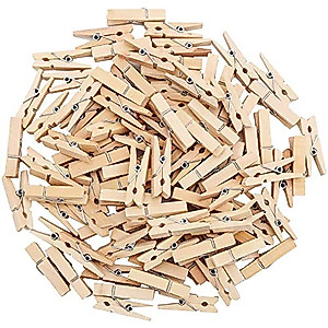 FINGOOO 1.4-inches Length Mini Wooden Clothespins,100 PCS for Baby Clothes Pins, Clip Photo Holders
