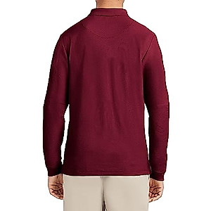 IZOD mens Long Sleeve Pique School Uniform Polo Shirt, Burgundy, 34-35 US